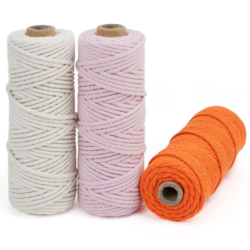 LEREATI Macrame Yarn 3 mm Set, 150 m Macrame Cord, Coloured Cotton Rope ...
