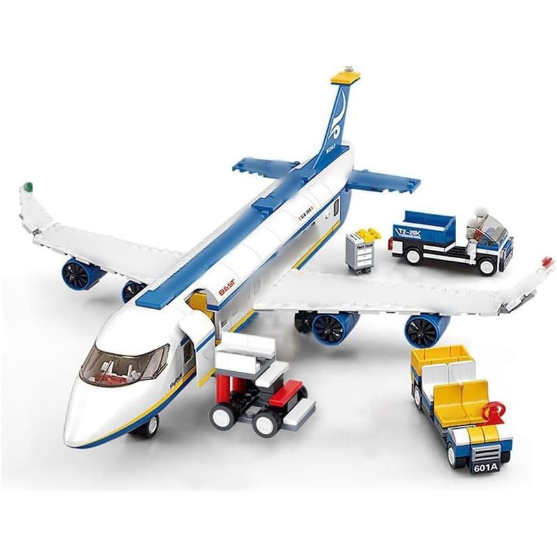 City Airport Passenger Airplane with Staff Minifigures and Truck Bricks ...