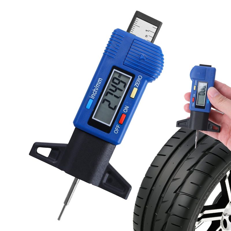 Tyre Tread Depth Gauge,Blue 0-25.4mm/0-1Inch Digital Tyre Tread Depth Checker Tire Thread Depth ...