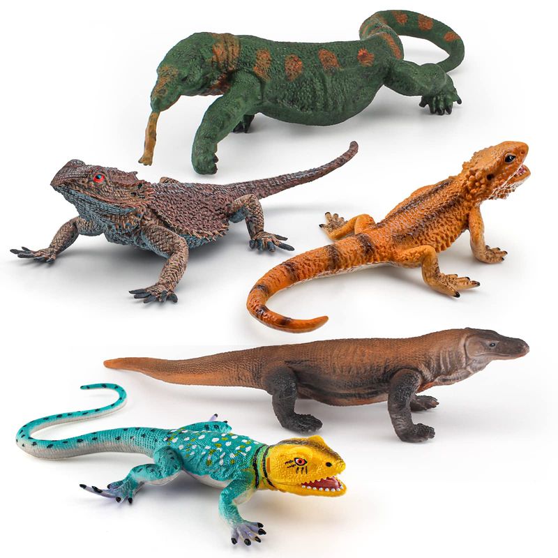 BRETOYIN Realistic Komodo Dragon Figures Bearded Dragon Toys 5PCS ...
