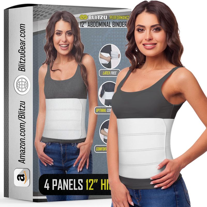 Abdominal Binder for Women & Men Post Surgery Recovery, 12 inch 4 Panel ...