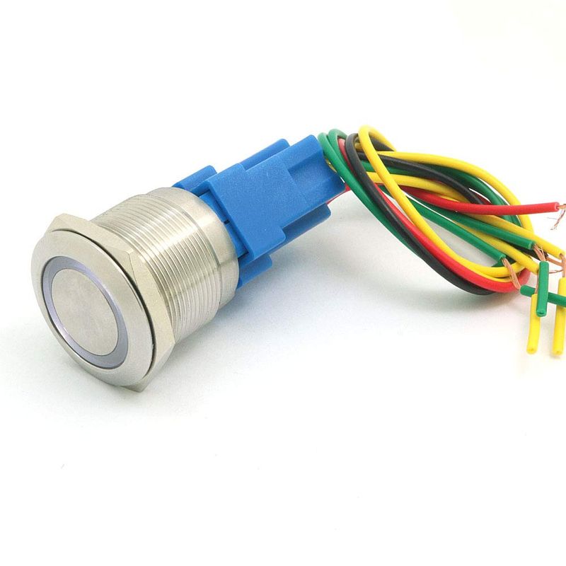 DollaTek 25mm Momentary Switch Push Button Switch 12V DC Angel Eye LED ...