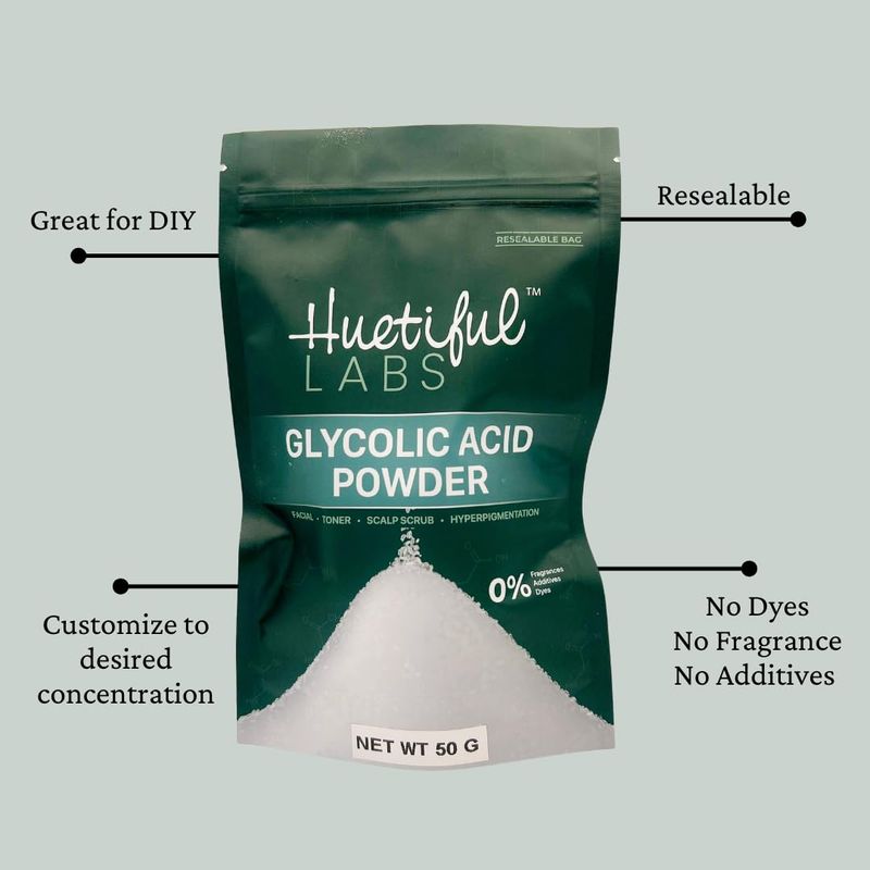HuetifulLabs Glycolic Acid Exfoliant Powder for Skin Rejuvenation, 100G ...