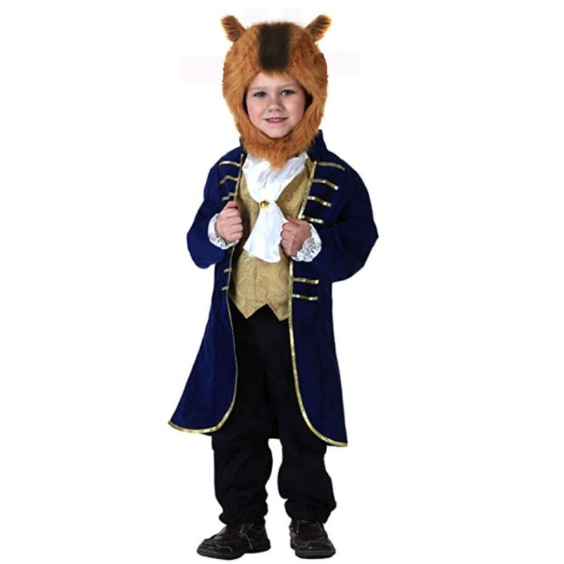 [SCLYX] Beauty and the Beast Cosplay Costume 3-Piece Set, Kids, Boys, Beast Hat Included, Beast ...