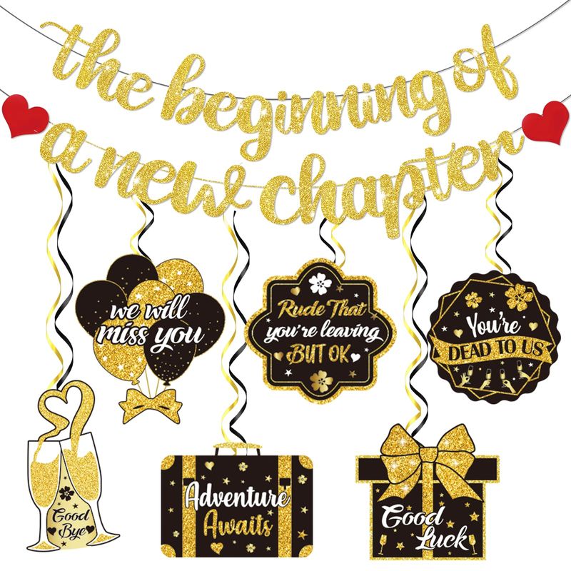 Glitter Gold The Beginning of a New Chapter Banner, Going Away Party ...