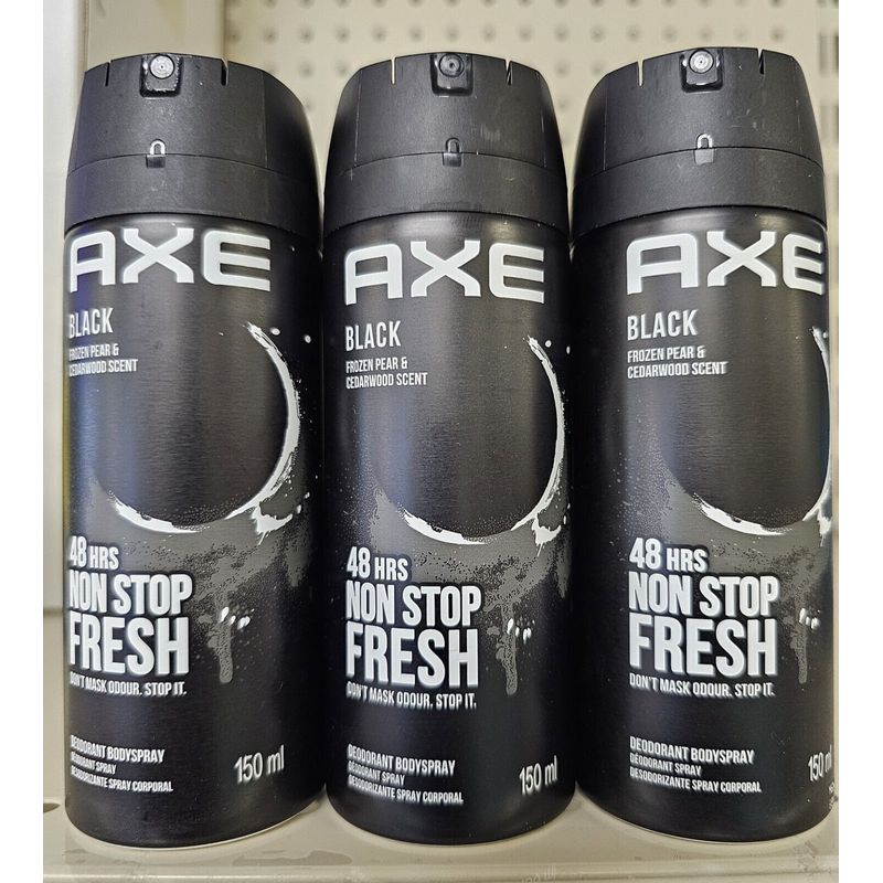 Axe Black Deodorant Bodyspray Antiperspirant Frozen Pear & Cedarwood ...