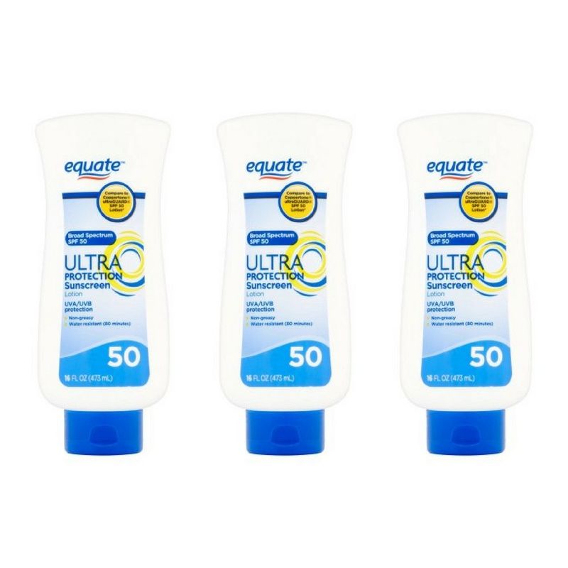 Equate Ultra Protection Sunscreen Lotion, SPF 50, 16 fl oz (3 pack ...
