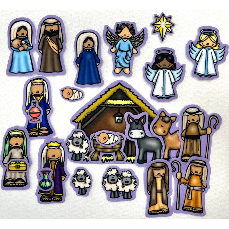 Nativity Felt Figures Flannel Board Stories 25 Pieces Christmas Scene ...