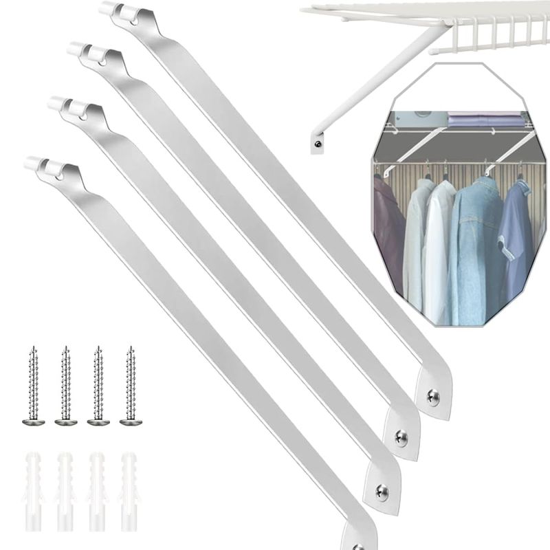 12 Inch Wire Shelf Brackets, White Wire Shelf Support Bracket, Wire ...