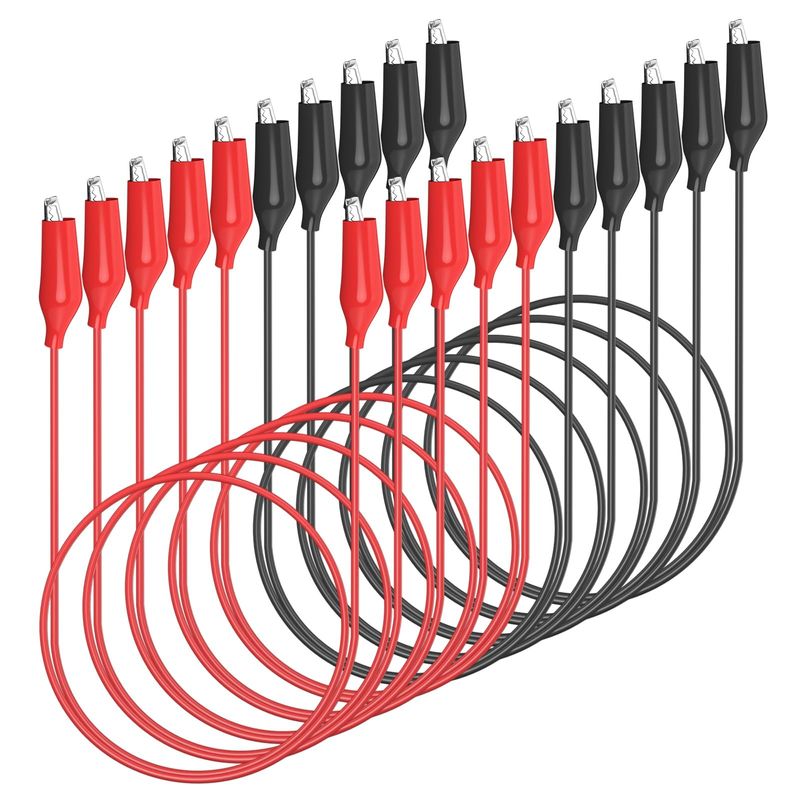 Cleqee 10PCS Alligator Clips Electrical Test Leads Dual Ended Crocodile ...