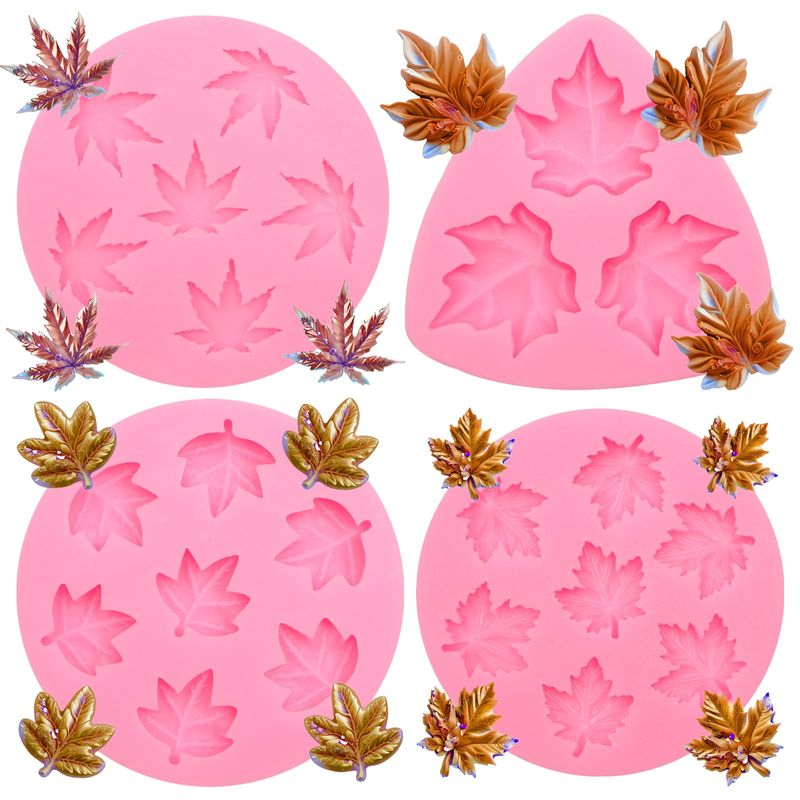 Autumn Maple Leaves Silicone Molds, 4 Piece Set, Fall Theme Cake ...