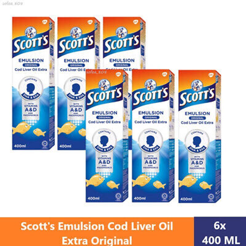 6 x 400ML Scott's Emulsion Cod Liver Oil Extra Original Flavour Immune ...