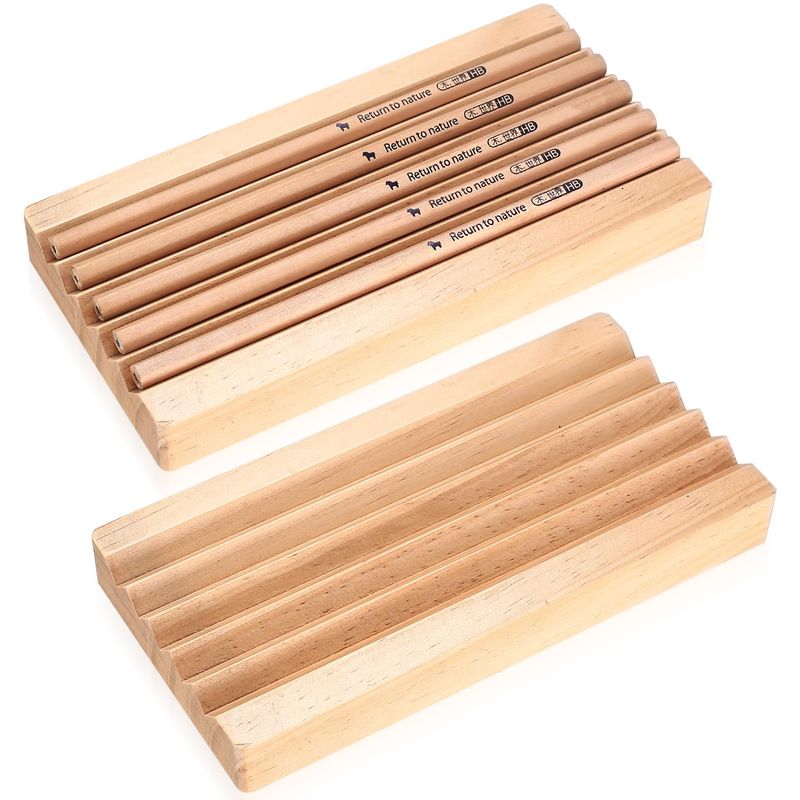 kebitedamai 2 Pcs Wooden Pen Trays, Natural Wood Pen Storage Trays ...