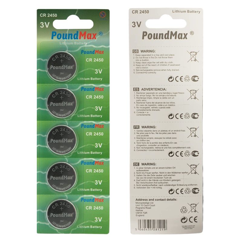 CR2450 DL 2450 Lithium Button Cell Batteries, CR 2450 3V Coin Battery ...