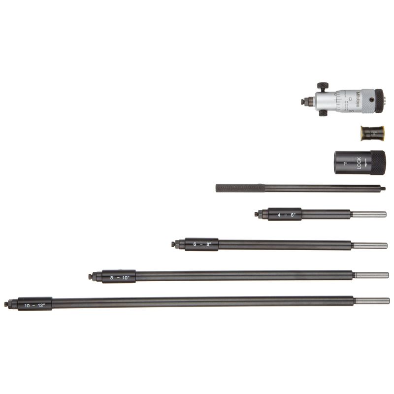 Mitutoyo 141-004 Vernier Inside Micrometer, Carbide Tipped Face, Interchangeable Rod Type, 1-1. ...