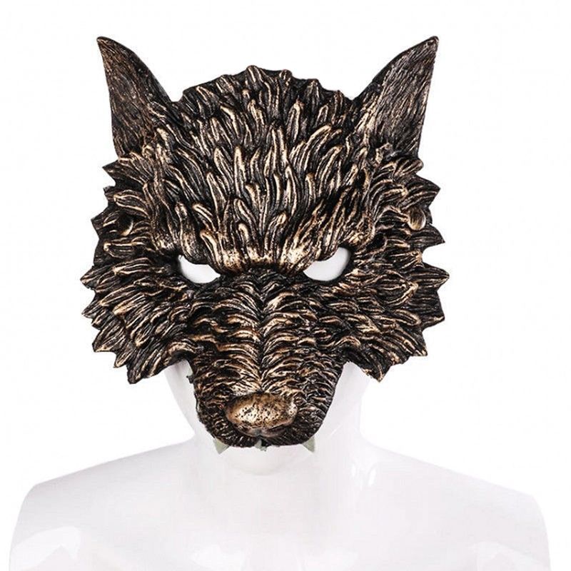 LOOPES Wolf Mask Scary Gold Werewolf Mask Big Bad Wolf Costume ...