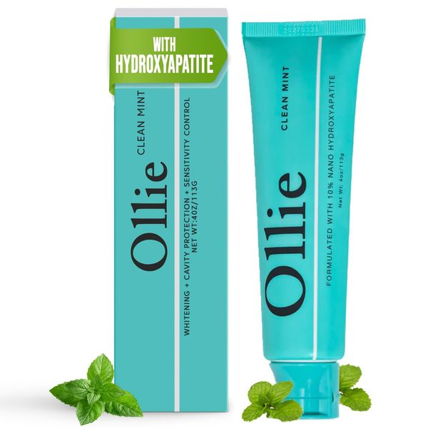 Ollie Clean Mint Nano Hydroxyapatite Toothpaste for Teeth Whitening, 10 ...
