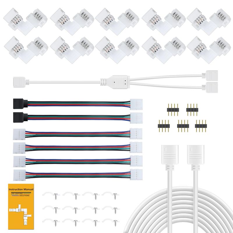 REDTRON Led Strip Connectors Kit, 10mm RGB Led Light Connector Includes ...