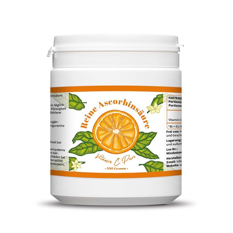 Vitamin C Pure 500 g - Vitamin C Powder - Pure Ascorbic Acid - 500 Days ...