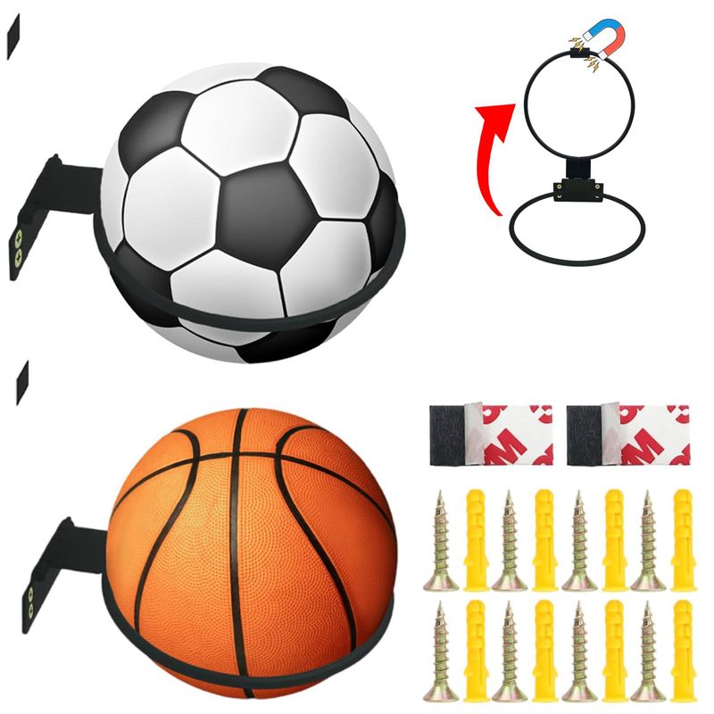 Basketball Holder Wall Mount 2 Pack, FireBee Collapsible Basketball ...