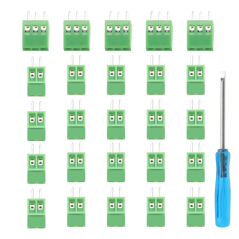 YIXISI PCB Mount Screw Terminal Blocks, 2.54mm Pitch 2-Pin/3-Pin ...