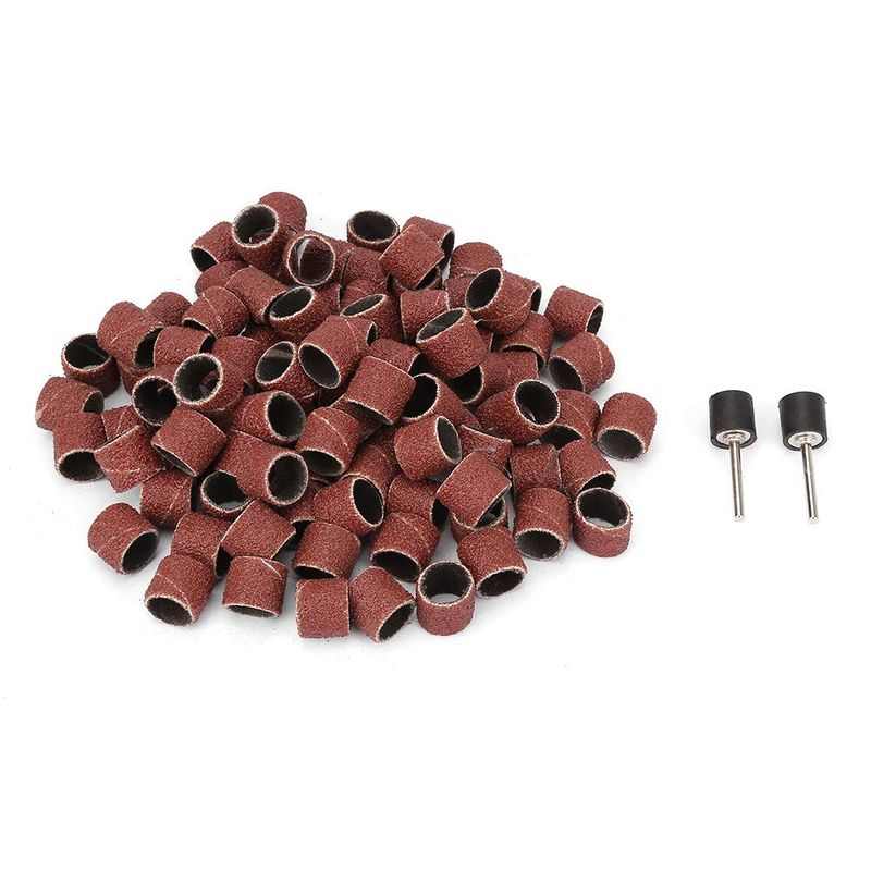 ASHATA 100 Pieces Sanding Drum Set 1/2 inch and 2 Pieces Drum Mandrels ...