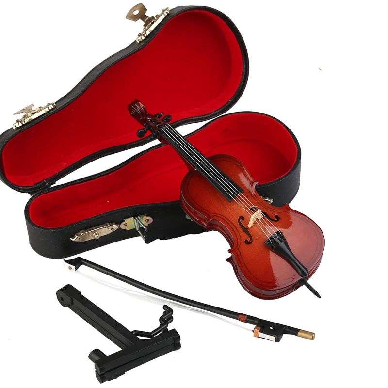 Dselvgvu Wooden Miniature Cello with Stand,Bow and Case Mini Musical ...