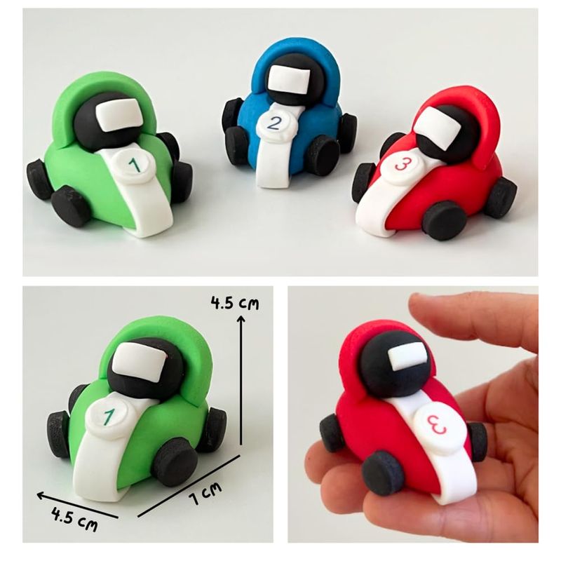 Edible Racing Cars Cake Toppers - 3D Sugar Fondant Figure - Kids ...