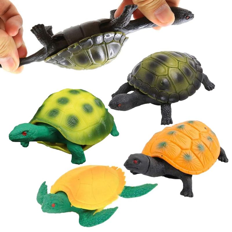 4 Pack 5 Inch Rubber Turtle Toys, Tortoise Sets for Children, Great ...