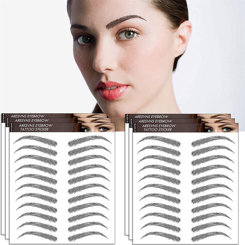 Aresvns Eyebrows Tattoo Natural Black 66 Pairs! Realistic Fake Eyebrows ...