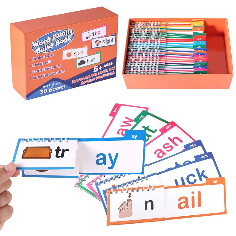 30 Word Family Flip Book, Feeling Read and Rhyme Flip Build Book Paper ...