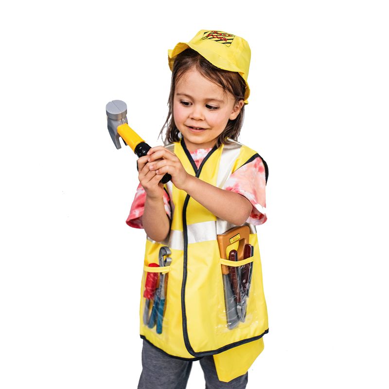 Dress Up America Construction Worker Role-Play Set – Fixer Man Costume ...