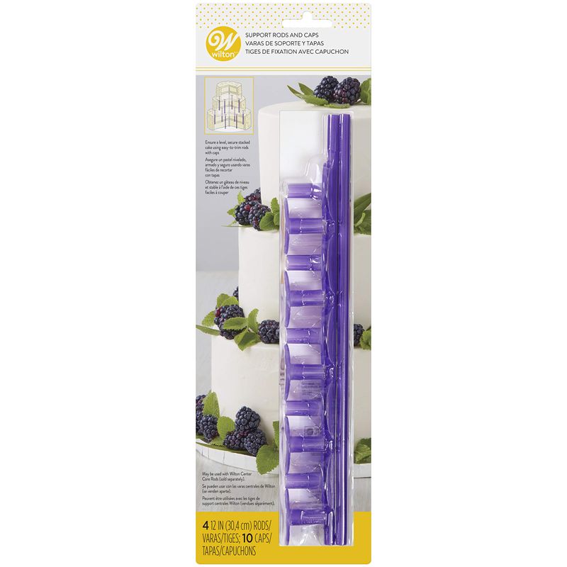 Wilton Cake Support Rods and Caps For Stacking (14-Piece), Layer Cake ...