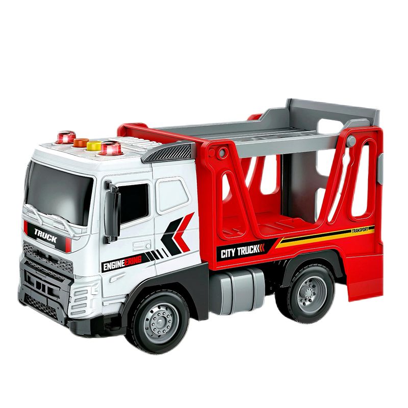 Red Fire Truck Toy 1:20 Scale, Inertia Rescue Vehicle with Lights and ...