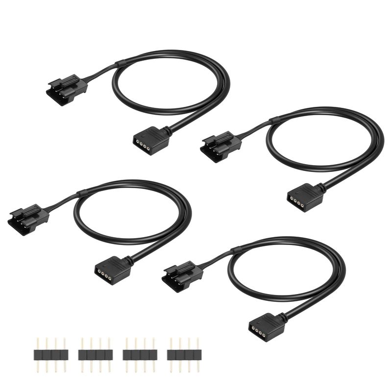 CERRXIAN 4 Pcs 12V 4 Pin RGB Extension Cable 12V 4 Pin Female to SM 4 ...