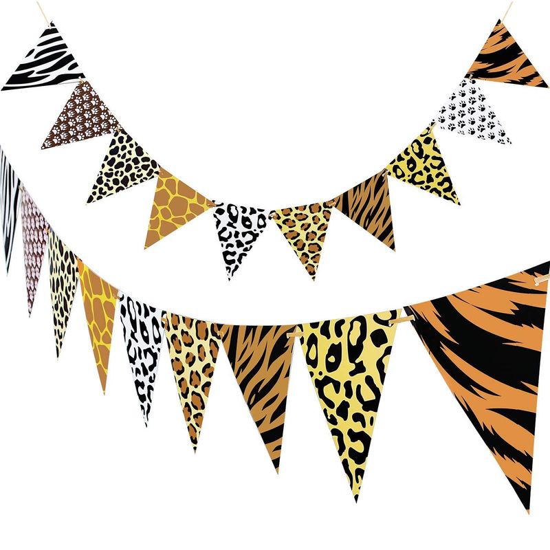 Happium Animal Bunting Jungle Safari Banner Leopard Print Drawstring ...