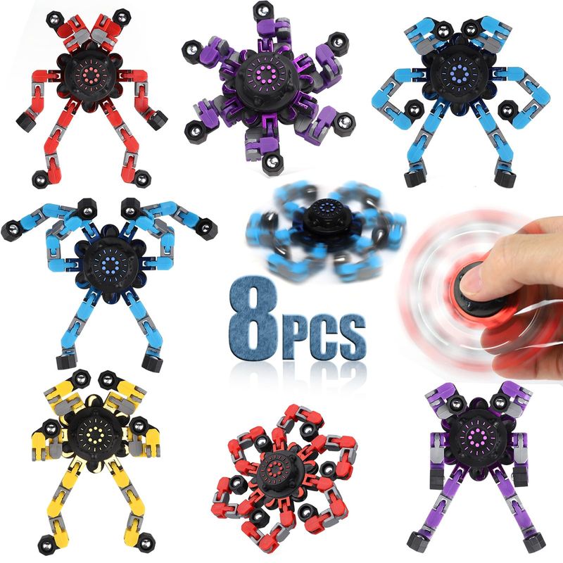 Transformer Chain Robot Fidget Spinner Toy 8 Pack for Kids Adults, DIY ...