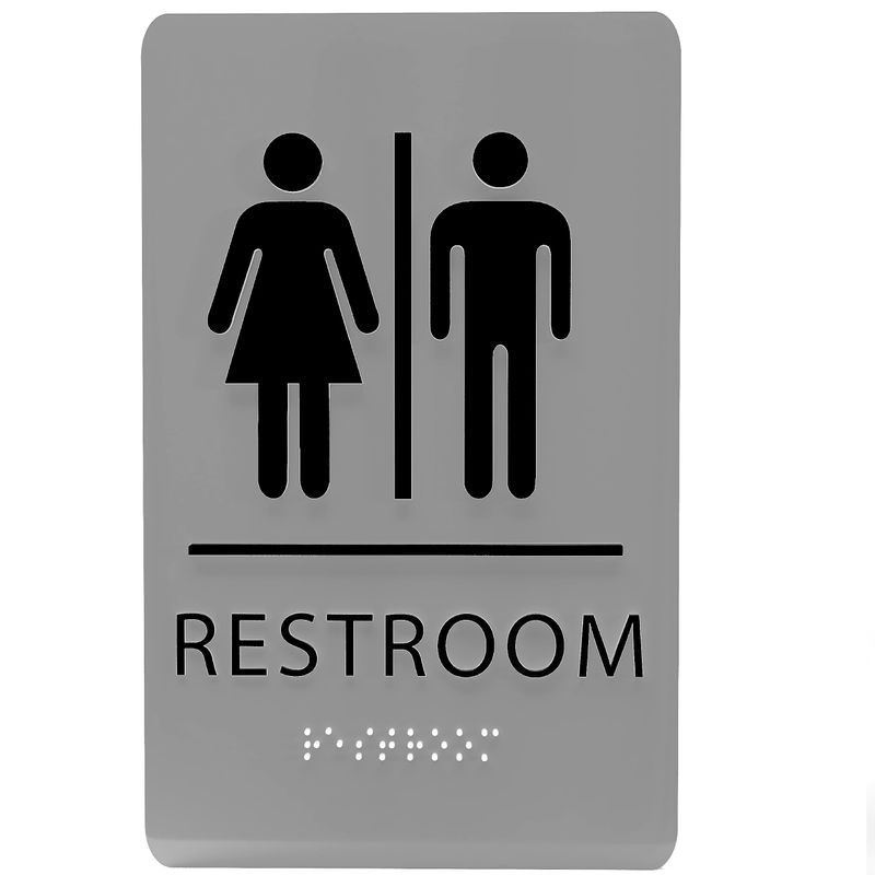 ADA CENTRAL SIGNS - 6"X9" Unisex Restroom Sign - ADA Compliant Tactile ...