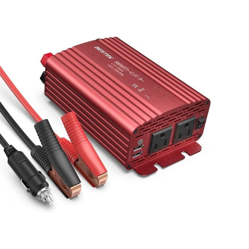 BESTEK MRI5010BU-RD Inverter, Cigarette Lighter Socket, Outlet, 500W ...