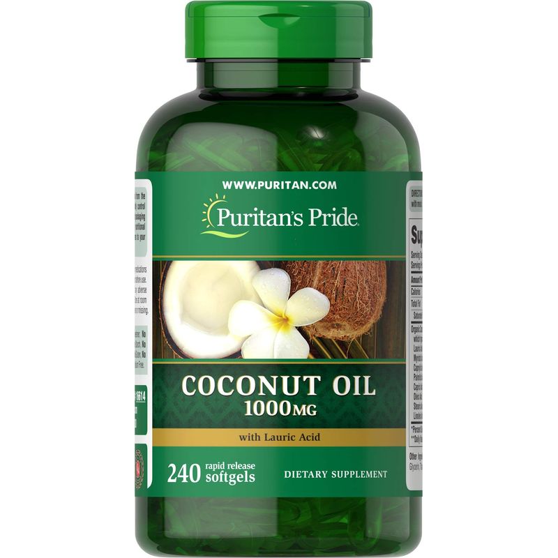 Puritan's Pride Coconut Oil, 1000 mg, 240 Rapid Release Softgels ...