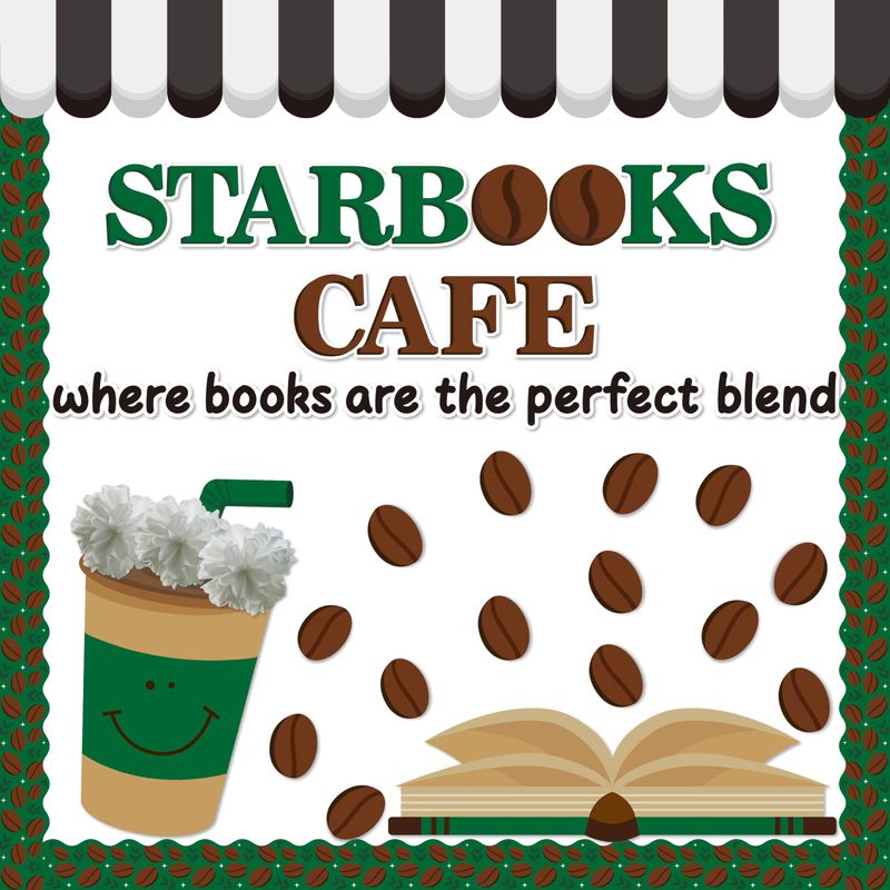BeYumi Coffee Books Bulletin Board - 86Pcs Back to School Coffee Bean ...