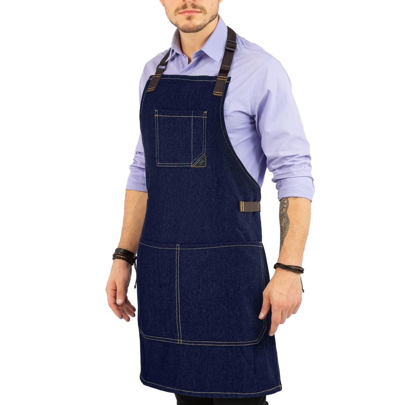 Under NY Sky Work Apron – Bib Style, 3 Pockets, Towel Loops ...