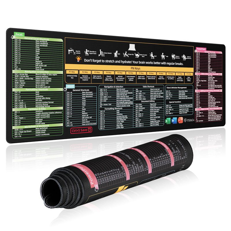 Excel/Word/PowerPoint Shortcut Keys Mouse Pad, Shortcut Keyboard Mat ...