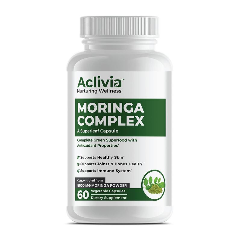 Aclivia Moringa Complex with Oleifera Leaf & Seed Extract, Potent Strength 5000 mg per Serving ...