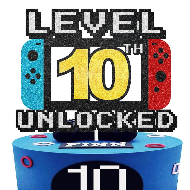 Level 10th Unlocked Cake Topper - Level 10th game Sign Theme Party ...