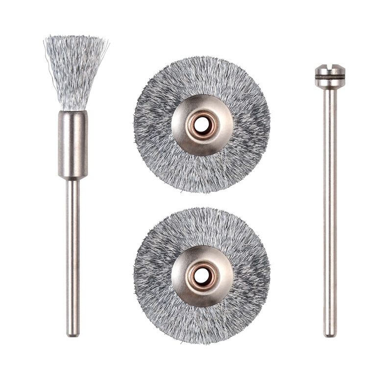 PROXXON No. 28950 Iron Wire Brush, Set of 3 with Shaft, Broom Disc Type, Shaft Diameter 0.09 ...
