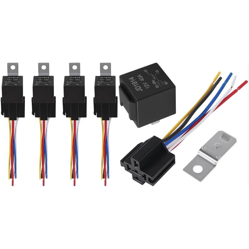 12V 40A Waterproof Automotive Relay Kit, 5-Pin spdt Relay 12v， with ...