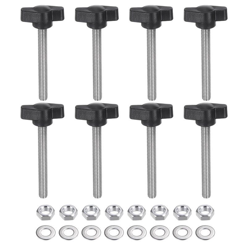 HARFINGTON 8pcs Tee Wing Knobs M6 x 50mm Metric 304 Stainless Steel ...