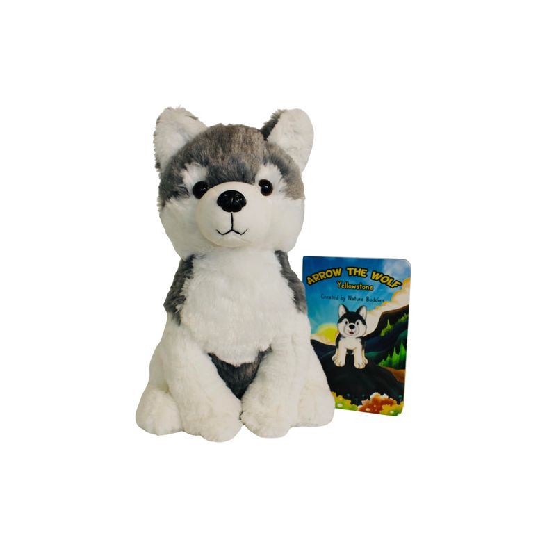Arrow The Wolf Plush Stuffed Animal, Grey and White, with Storybook ...