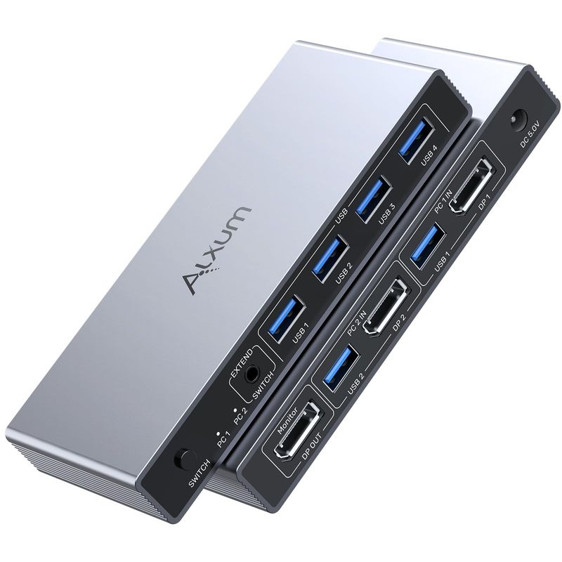 Alxum Displayport KVM Switch 2 PC 1 Monitor USB 3.0 KVM Switcher 8K ...